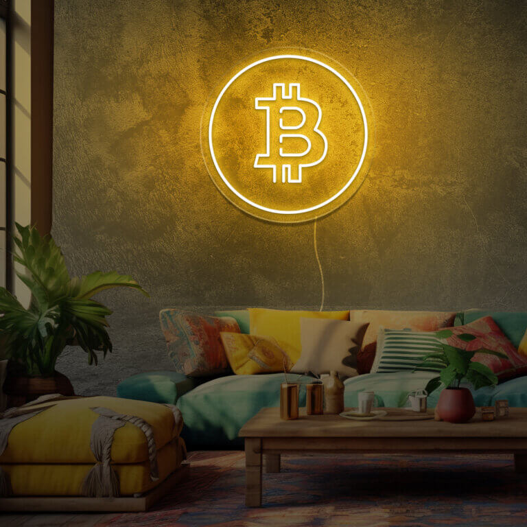 Néon LED Bitcoin: Illuminez votre espace avec l'avenir économique.