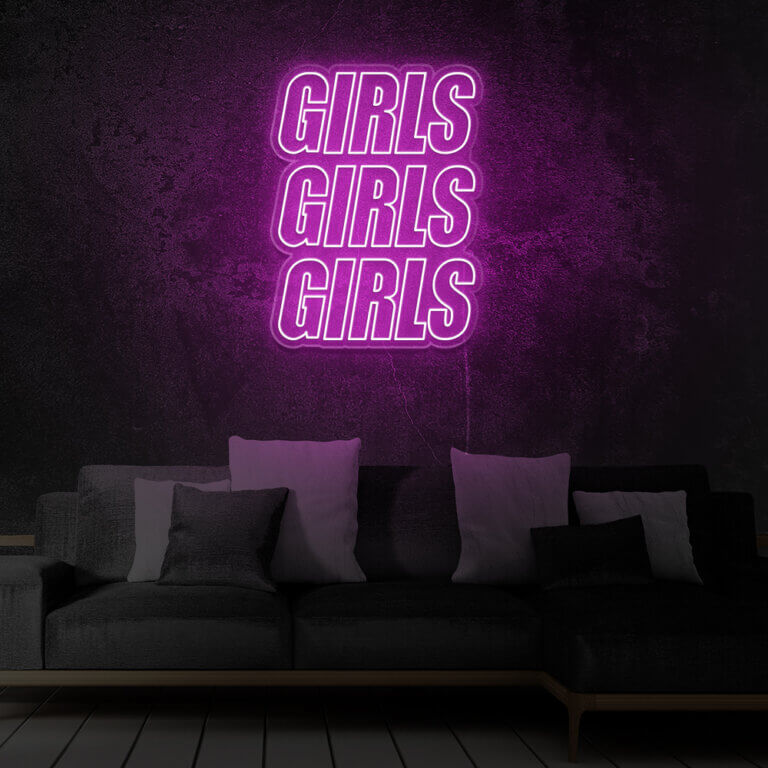 Néon LED Girls Girls Girls: Puissance et féminité combinées