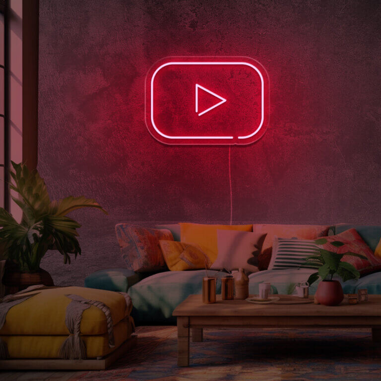 Néon LED Bouton Play Youtube: Revivez vos vidéos préférées