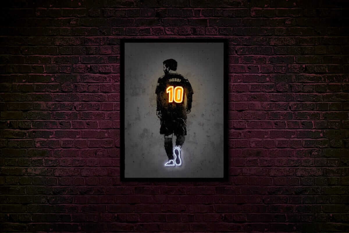 Tableau néon Lionel Messi: Illuminez votre passion de football