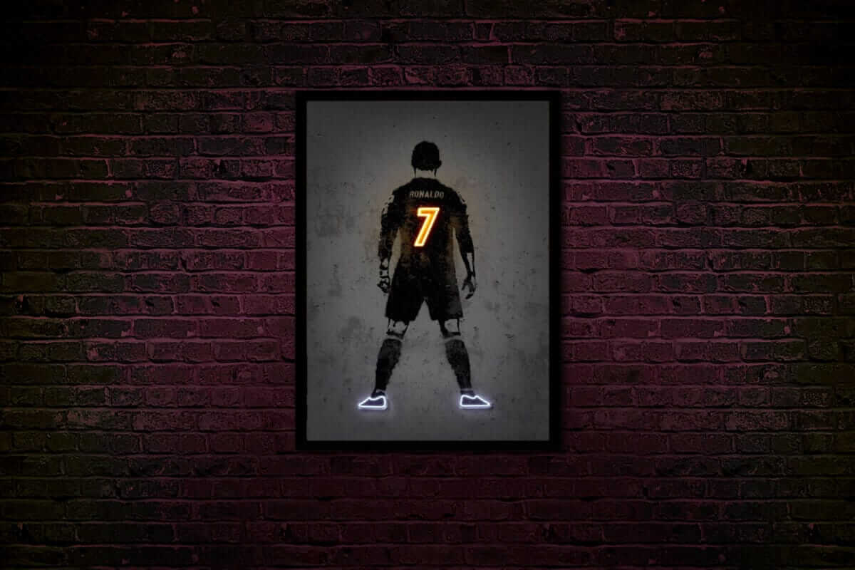 Tableau néon Cristiano Ronaldo: Illuminez votre passion du football